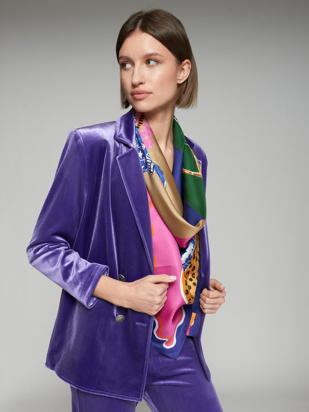 VILAGALLO TIGERS AND VASES SILK SCARF - MULTICOLOR – Button Down SF