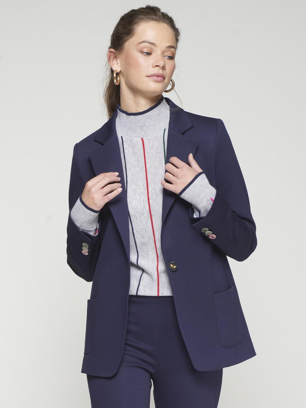 VILAGALLO NAVY BLUE JACKET WITH 2 OPENINGS STRUCTURE – Button Down SF