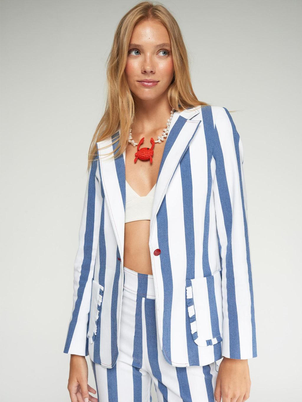 VILAGALLO IRINA RAYA ELASTICA JACKET - BLUE – Button Down SF