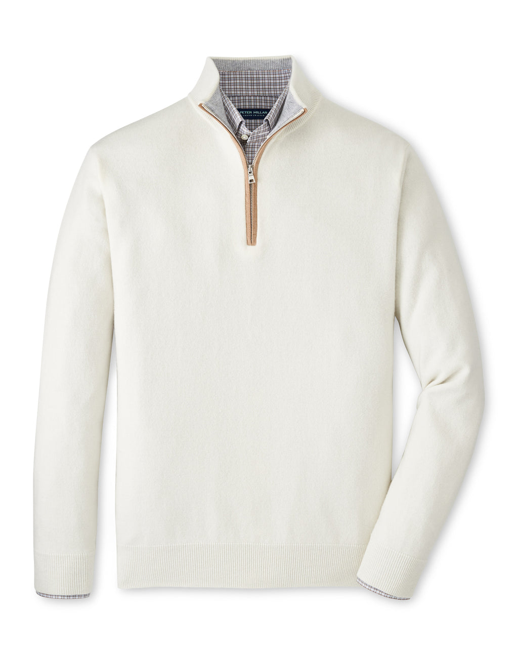 PETER MILLAR ARTISAN CRAFTED CASHMERE FLEX QUARTER ZIP - WINTER IVORY ...