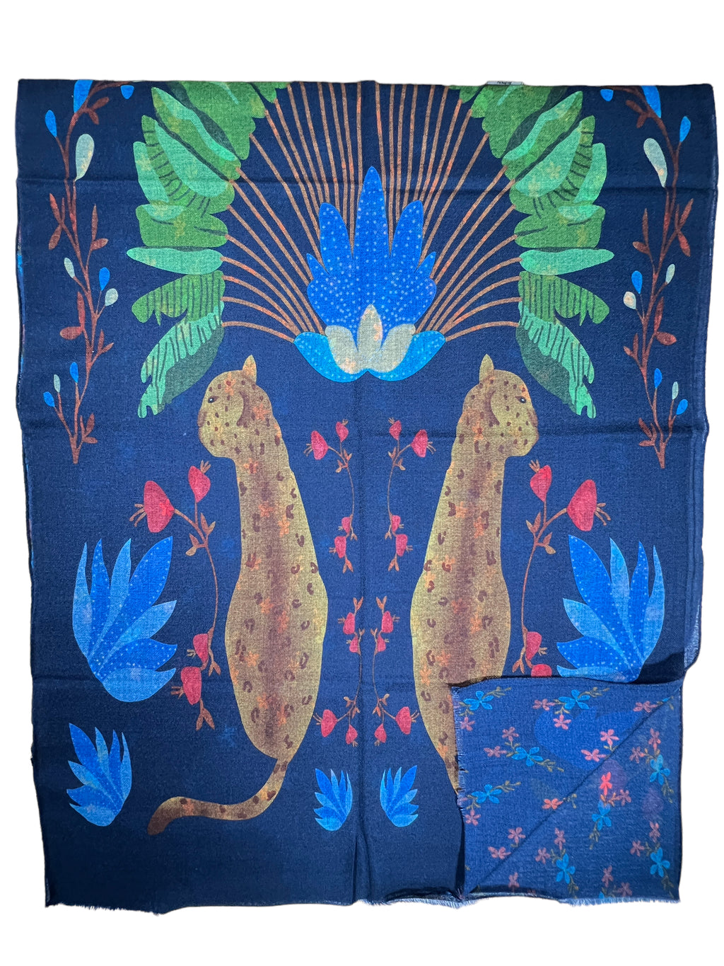 CALABRESE 1924 DOUBLE FACE WOOL SCARF - NAVY JUNGLE – Button Down SF