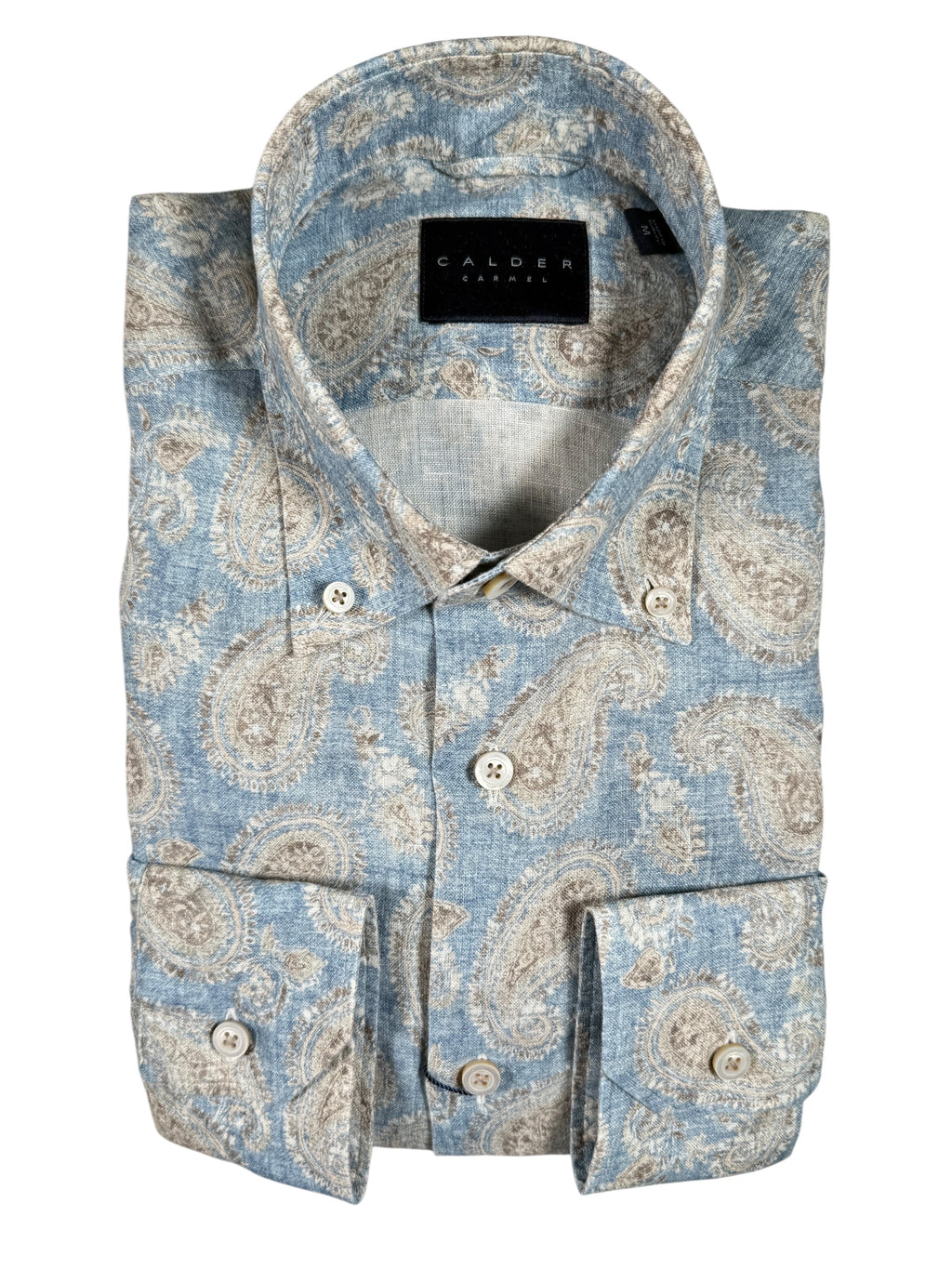 CALDER CARMEL MEN'S LINEN SHIRT - DENIM PAISLEY – Button Down SF