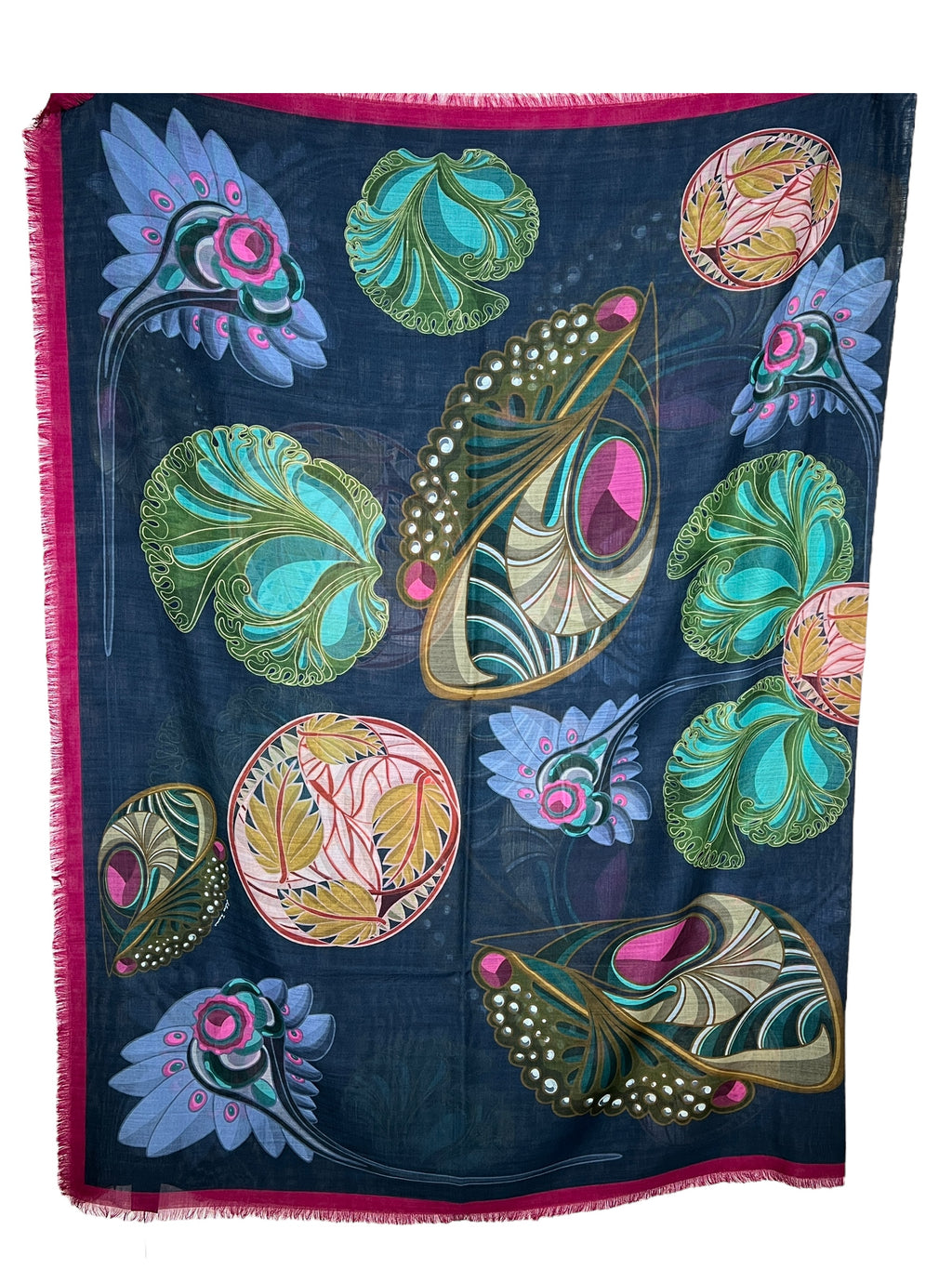 FRANCO FERRARI WOOL SCARF - NAVY SHELLS – Button Down SF