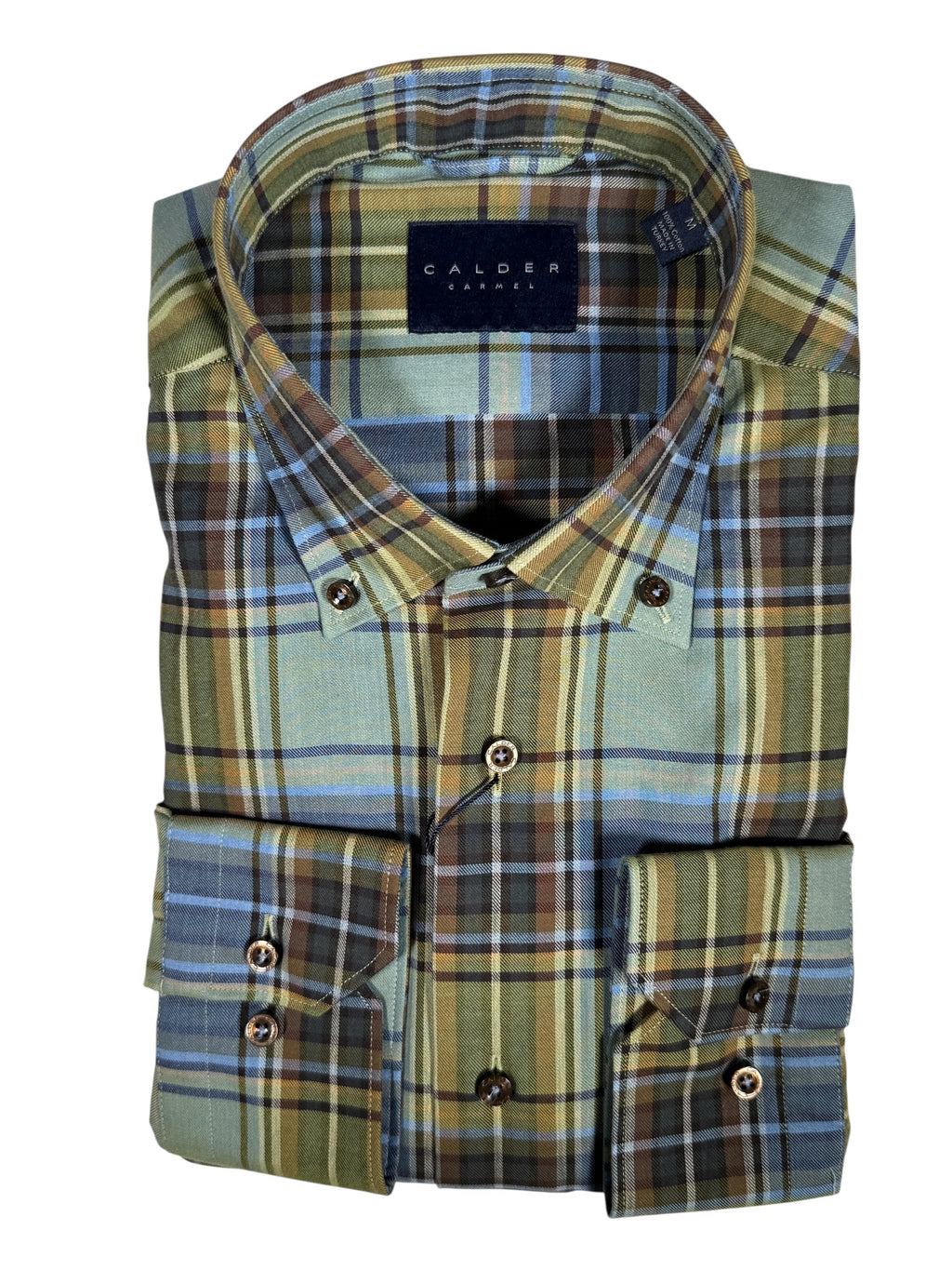 CALDER CARMEL MEN'S SHIRT - SAGE TWILL PLAID – Button Down SF
