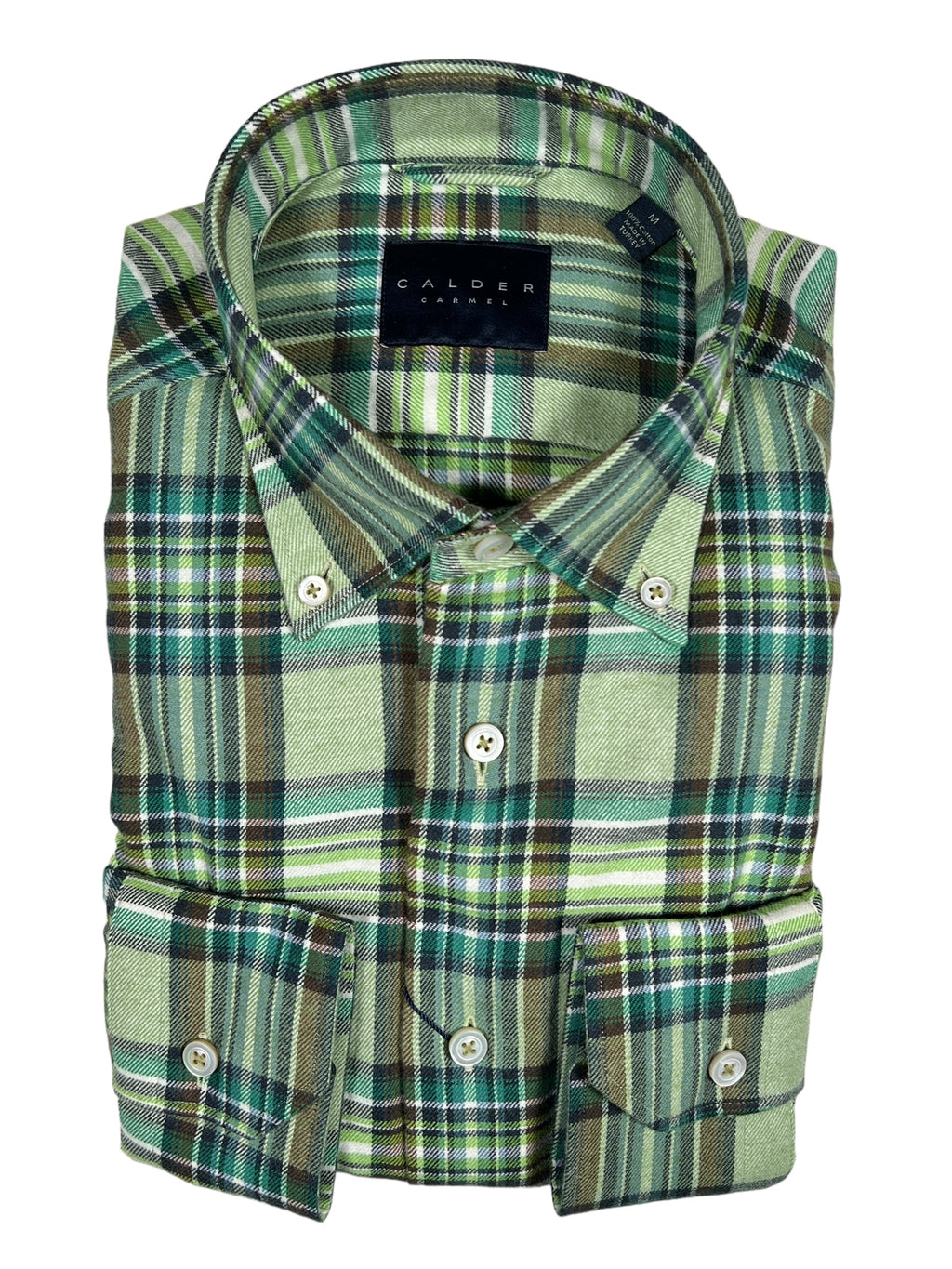 CALDER CARMEL MEN'S PLAID FLANNEL SHIRT - GREEN – Button Down SF