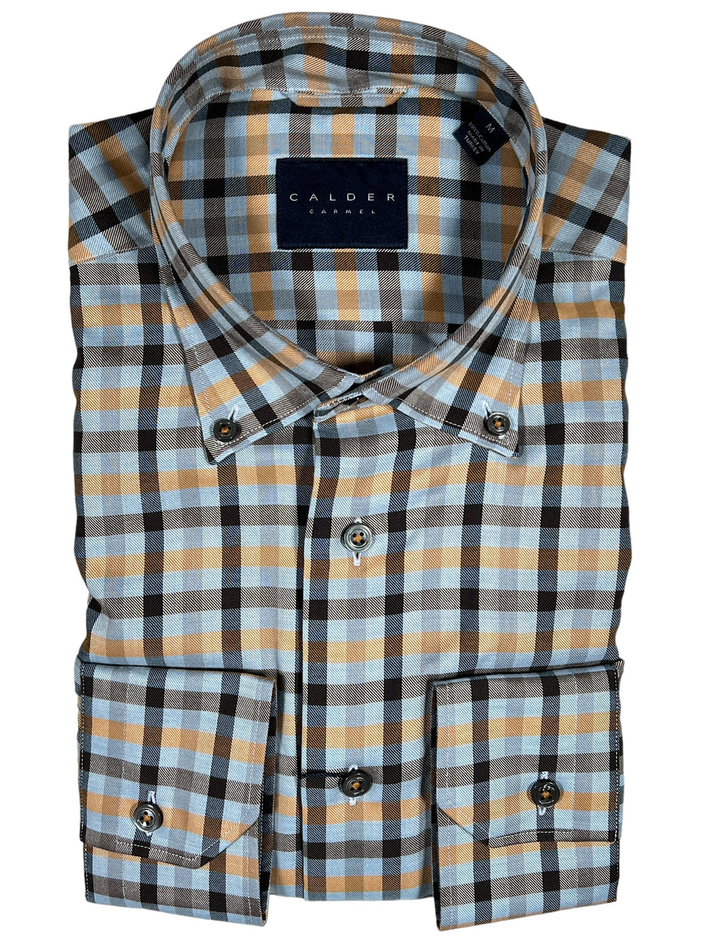 CALDER CARMEL MEN'S CHECK SHIRT - LIGHT BLUE/MUSTARD MIX – Button Down SF