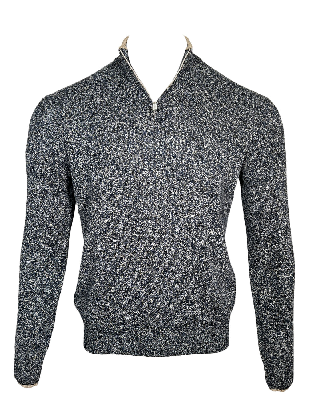 FEDELI BICOLOR 1/4 ZIP SWEATER - NAVY – Button Down SF