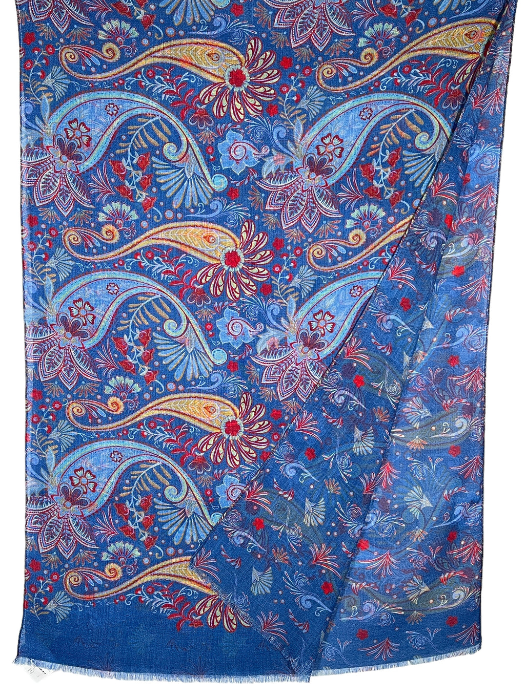 CALABRESE 1924 DOUBLE SIDED WOOL SCARF - DENIM PAISLEY – Button Down SF