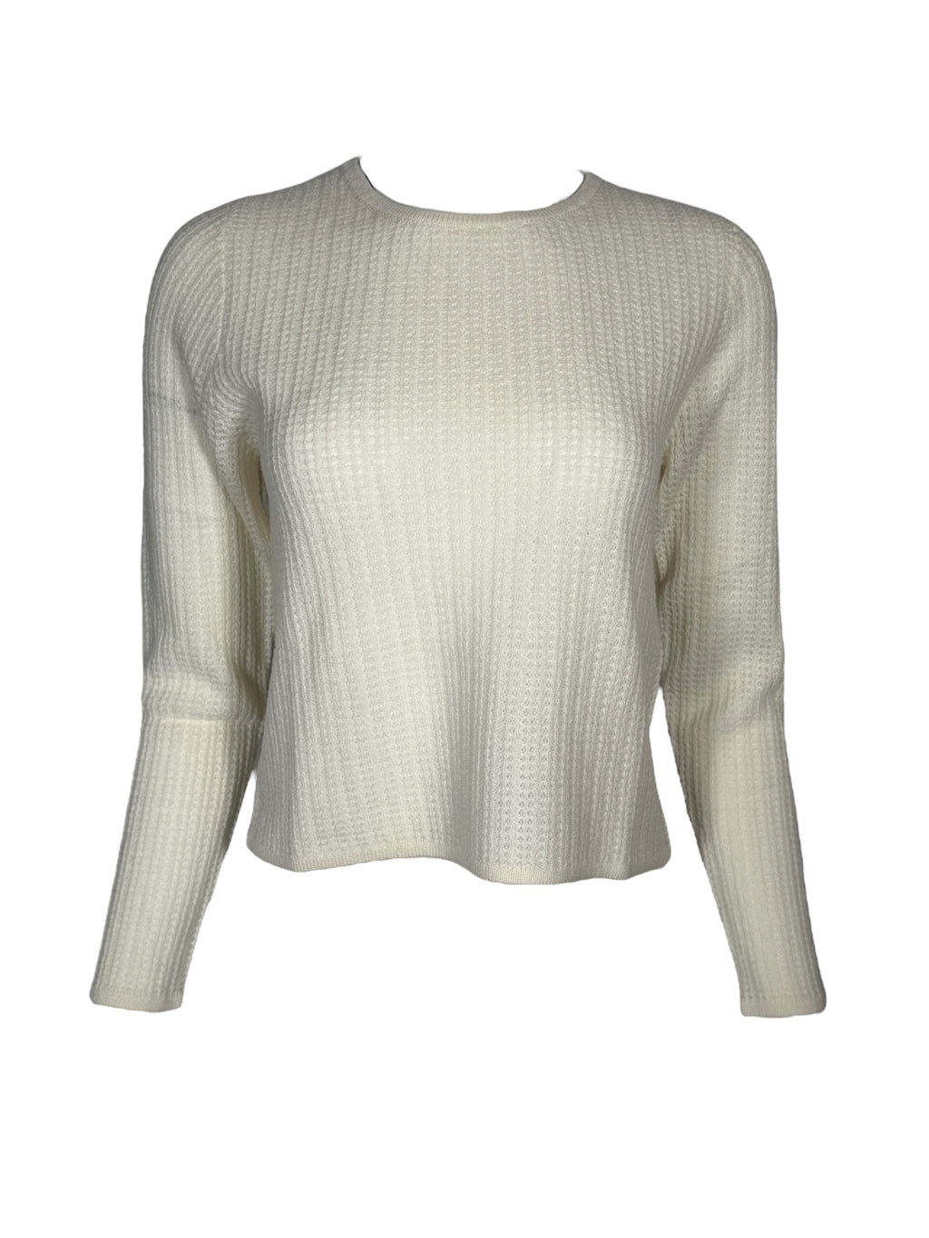 REPEAT CASHMERE WAFFLE STITCH CREW SWEATER - CREAM – Button Down SF