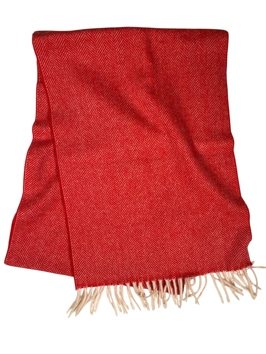 ALAN PAINE KINROSS CASHMERE HERRINGBONE SCARF - SCARLET – Button Down SF