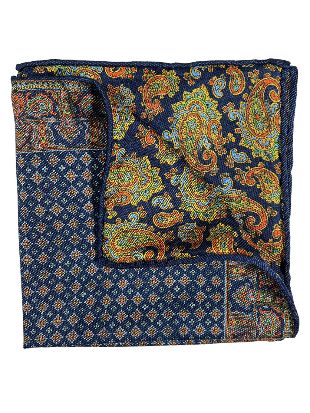 CALABRESE 1924 SILK POCKET SQUARE - NAVY/RED BIG PAISLEY – Button Down SF