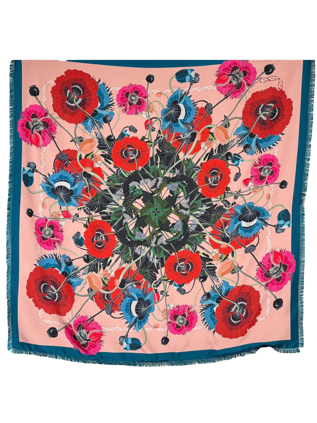 FRANCO FERRARI DOUBLE SIDED SQUARE SILK SCARF - POPPIES – Button Down SF