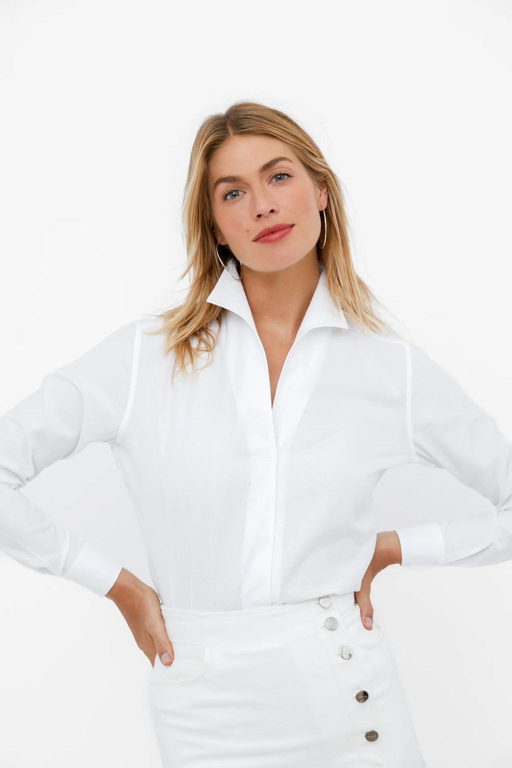 SARAH ALEXANDRA SIGNATURE SHIRT - WHITE PIQUE-A-BOO – Button Down SF
