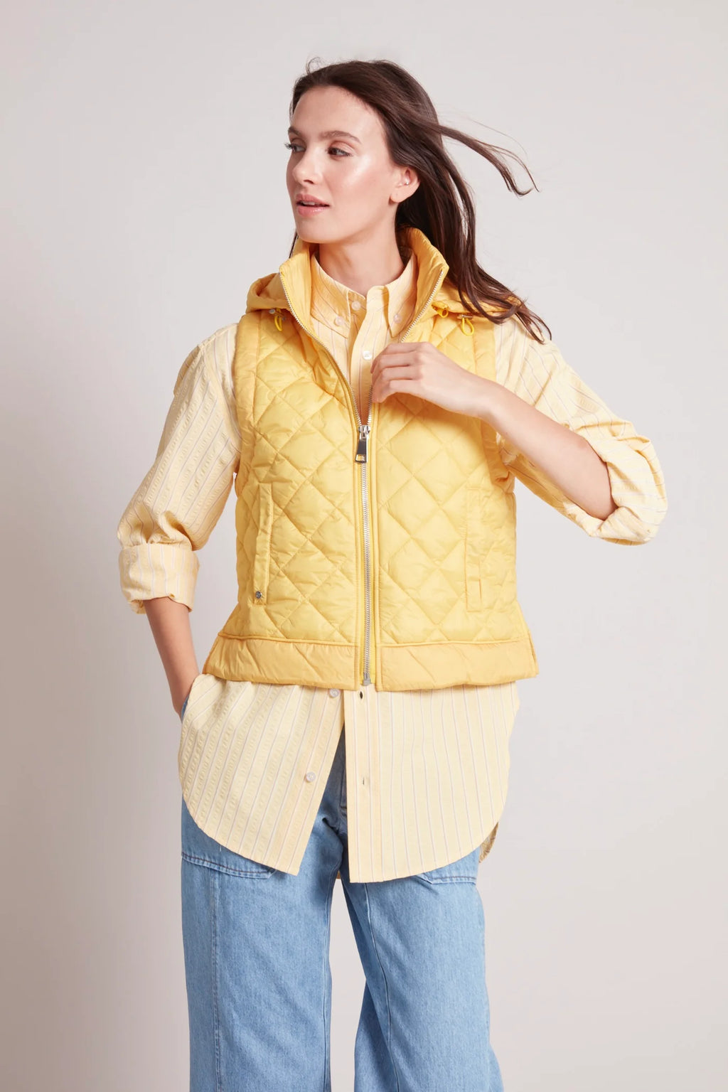 ADROIT TALIA NYLON VEST WITH REMOVABLE HOOD - SUNSHINE – Button Down SF