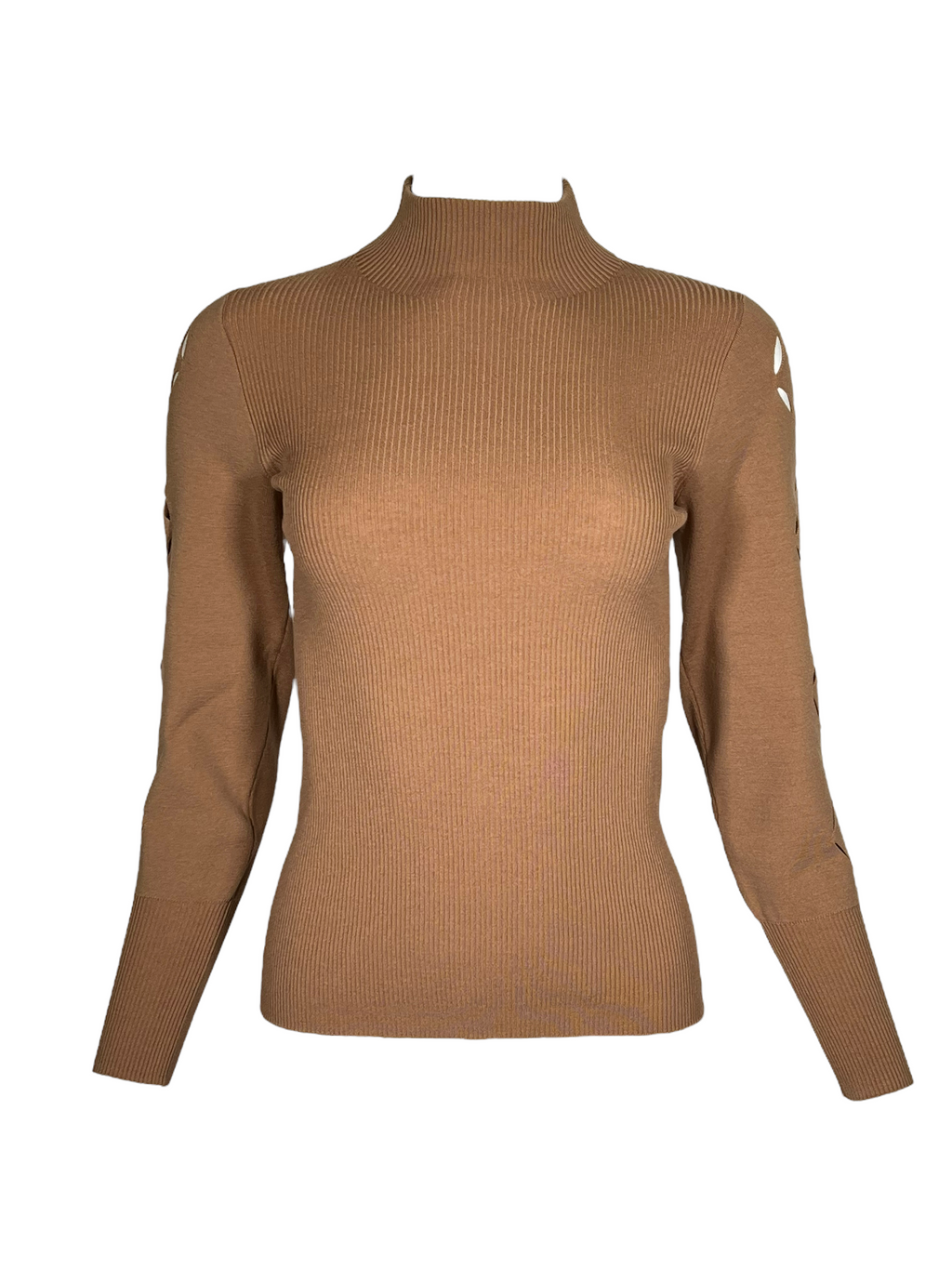 D.EXTERIOR LASER CUT STRETCH MERINO SWEATER - CAMEL – Button Down SF